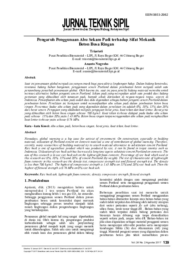 (PDF) Pengaruh Suhu Sintering Terhadap Sifat Mekanik Keramik Berbahan Lempung Dan Abu Sekam Padi