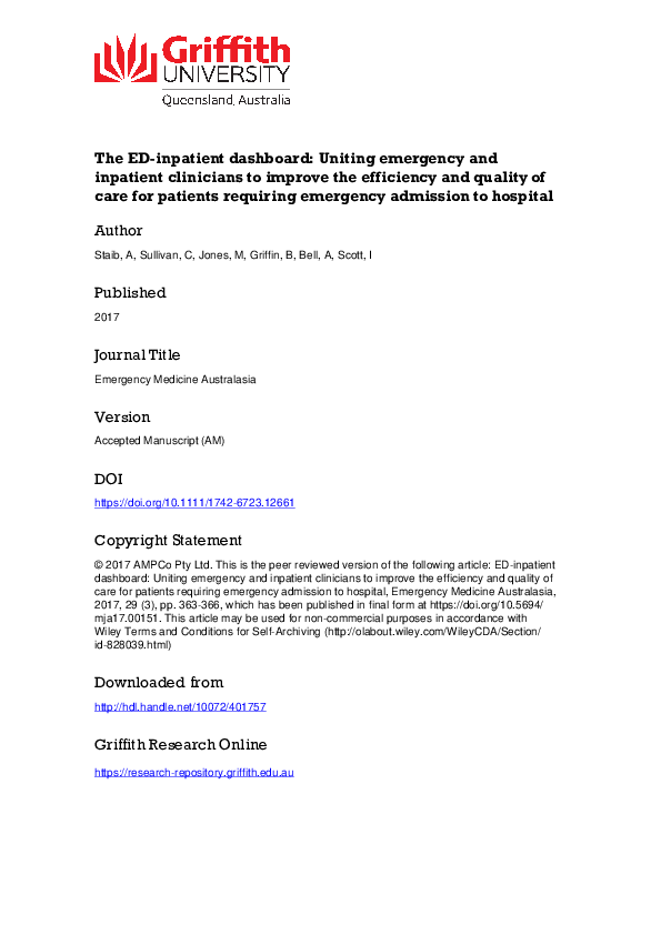 (PDF) The ED-inpatient dashboard: Uniting emergency and inpatient ...