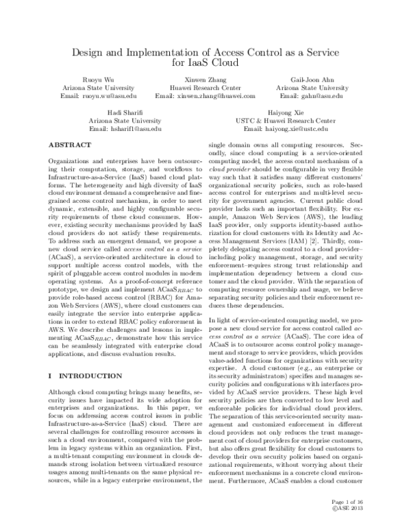 (PDF) Design and implementation of access control as a service for iaas ...