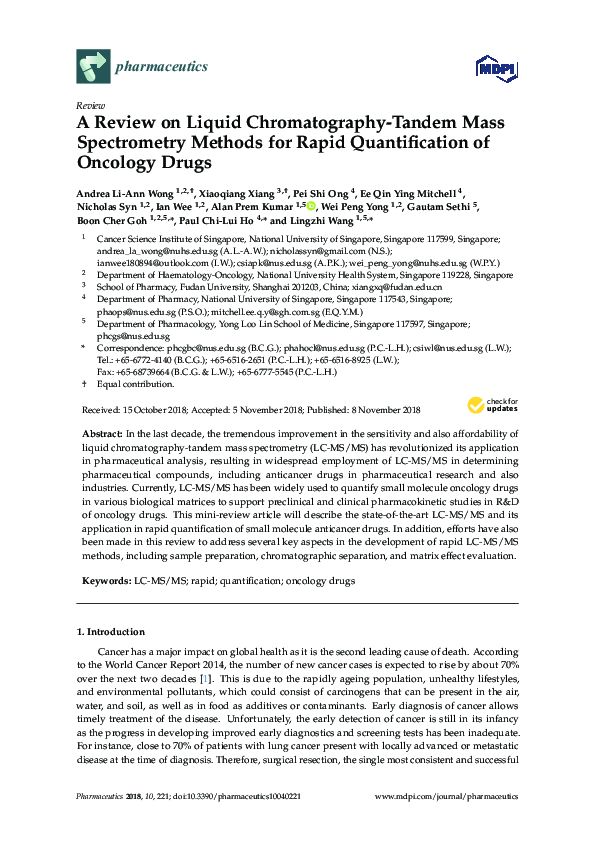 (PDF) A Review on Liquid Chromatography-Tandem Mass Spectrometry Methods for Rapid ...
