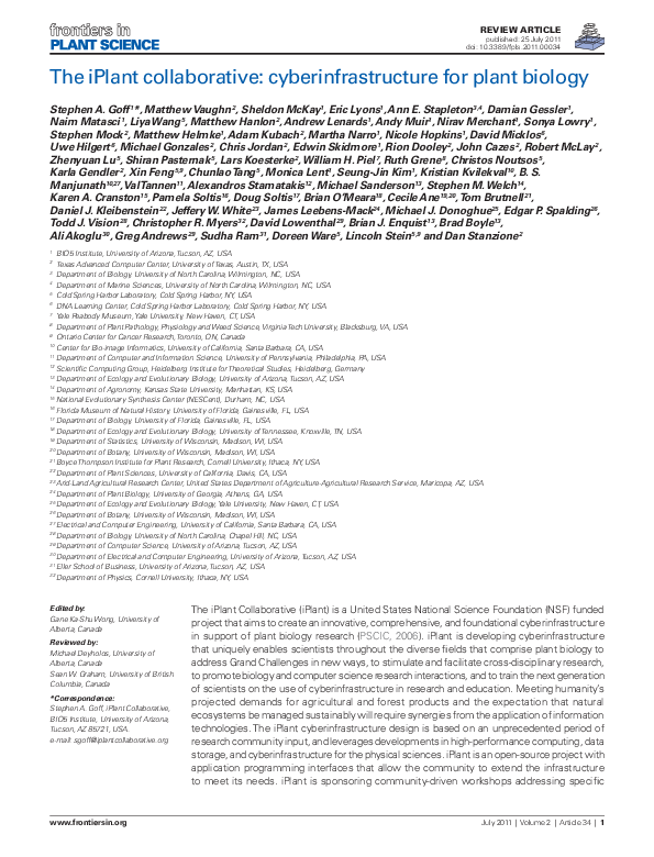 (PDF) The iPlant Collaborative: Cyberinfrastructure for Plant Biology