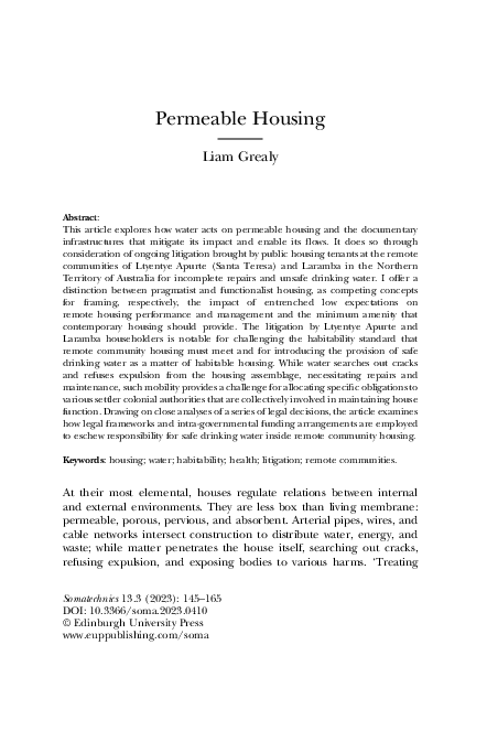 (PDF) 2023, "Permeable Housing", Somatechnics