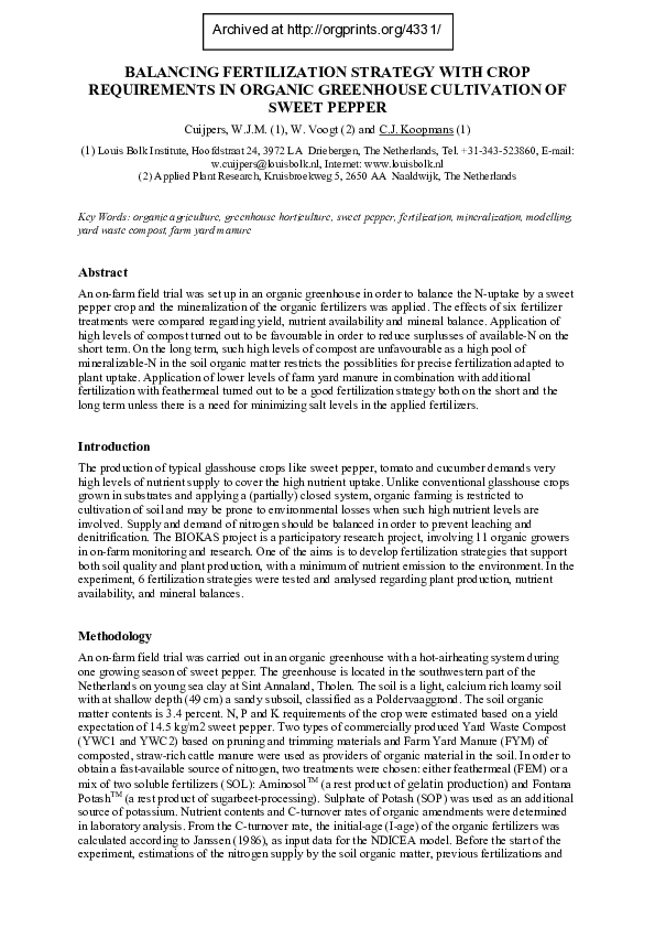 (PDF) Balancing fertilization strategy with crop requirements in ...