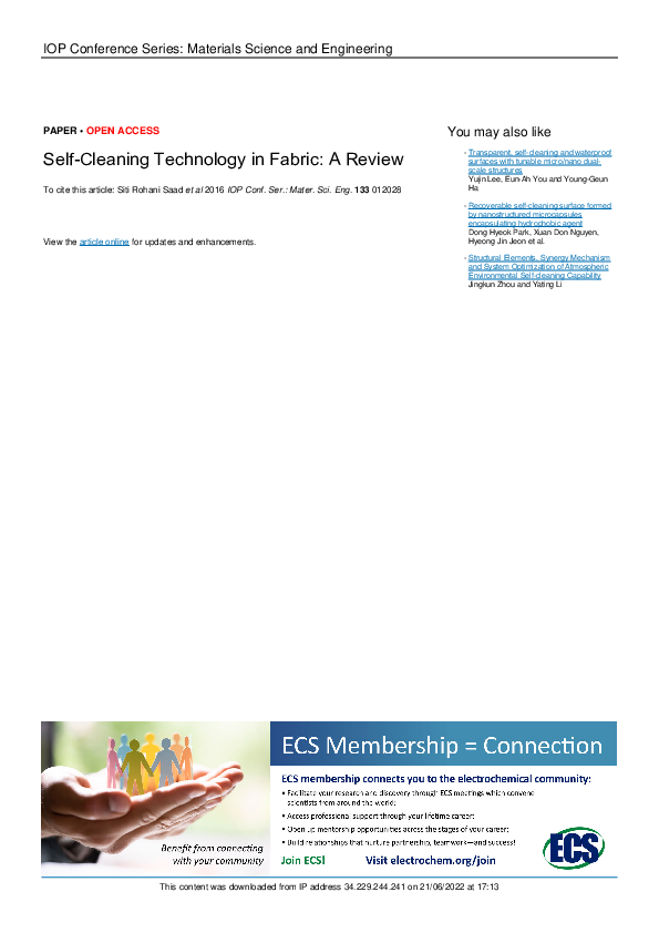 (PDF) Self-Cleaning Technology in Fabric: A Review