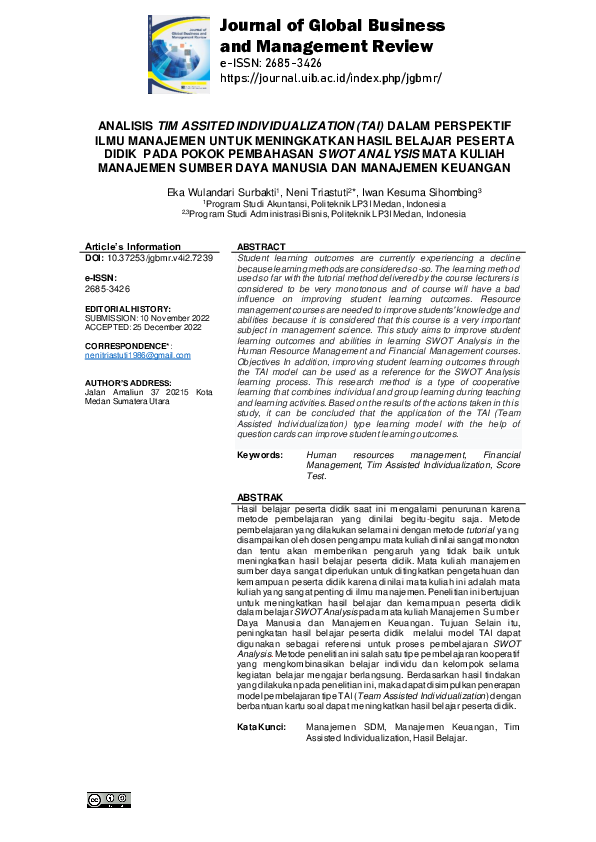 (PDF) Analisis Tim Assited Individualization (Tai) Dalam Perspektif Ilmu Manajemen Untuk ...