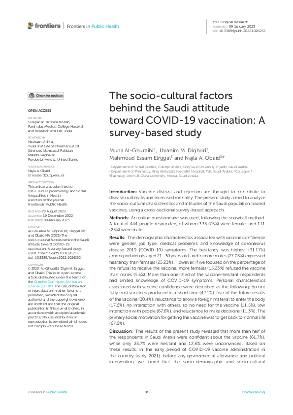 (PDF) The socio-cultural factors behind the Saudi attitude toward COVID ...