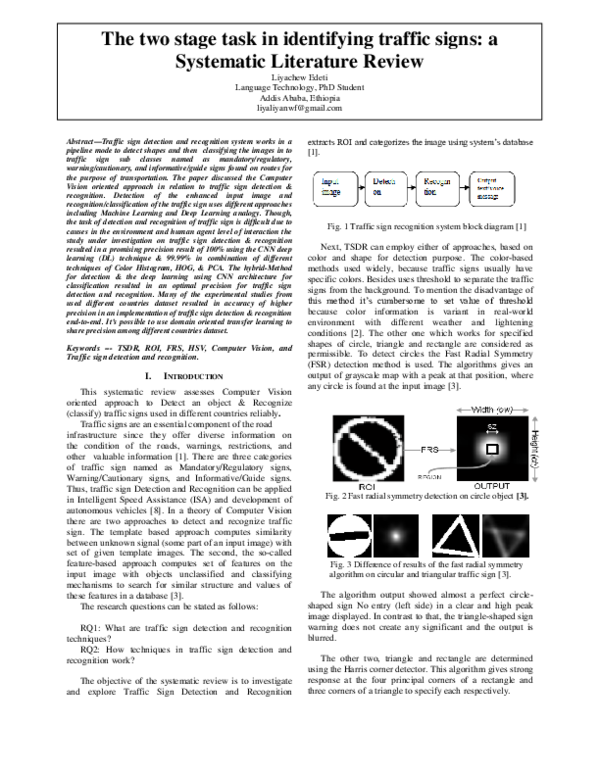 (PDF) The two stage task in identifying traffic signs