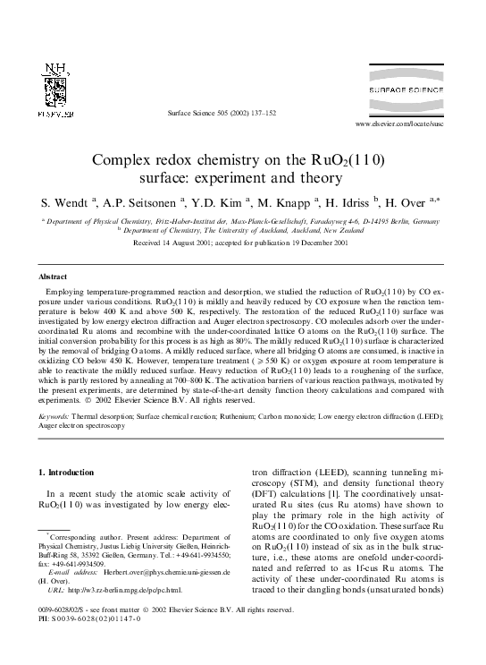 (PDF) Complex redox chemistry on the RuO2(110) surface: experiment and ...