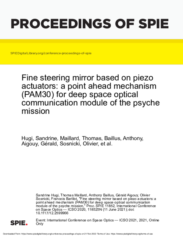 (PDF) Fine steering mirror based on piezo actuators: a point ahead ...
