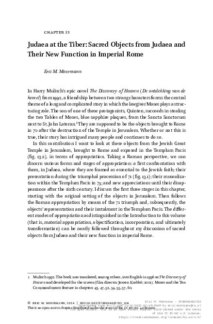 (PDF) Judaea at the Tiber: Sacred Objects from Judaea and Their New ...