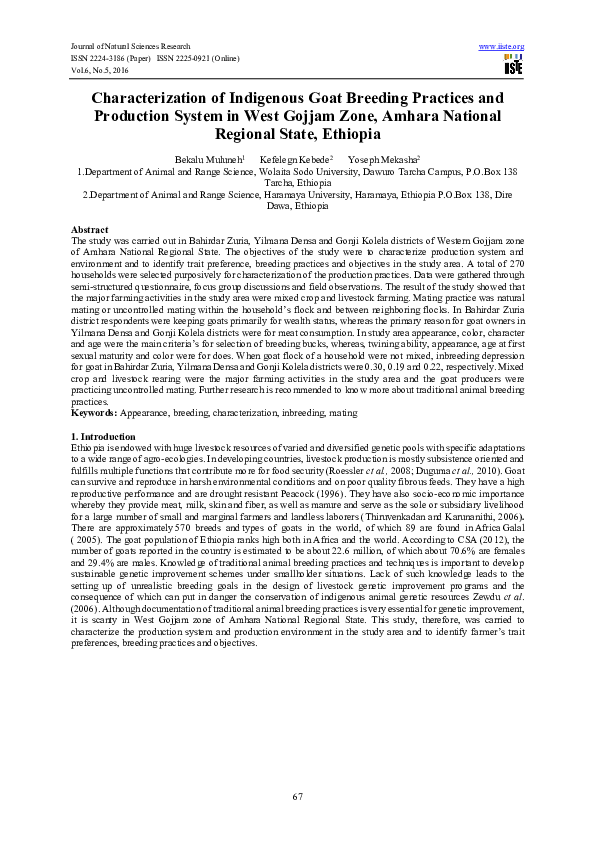 (PDF) Characterization of Indigenous Goat Breeding Practices and ...