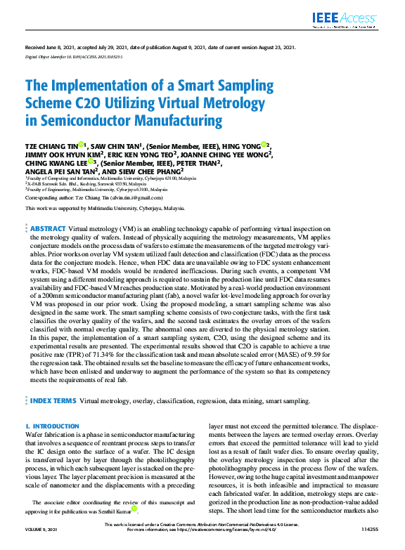 (PDF) The Implementation of a Smart Sampling Scheme C2O Utilizing Virtual Metrology in ...