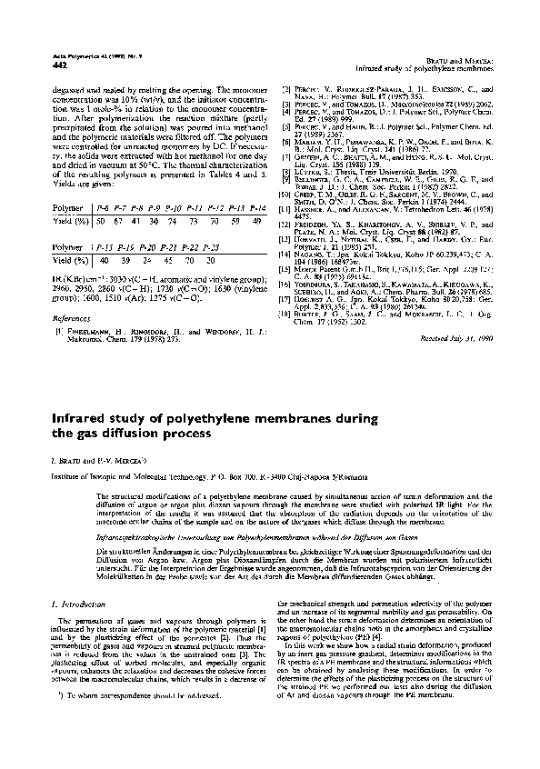 (PDF) Infrared study of polyethylene membranes during the gas diffusion ...