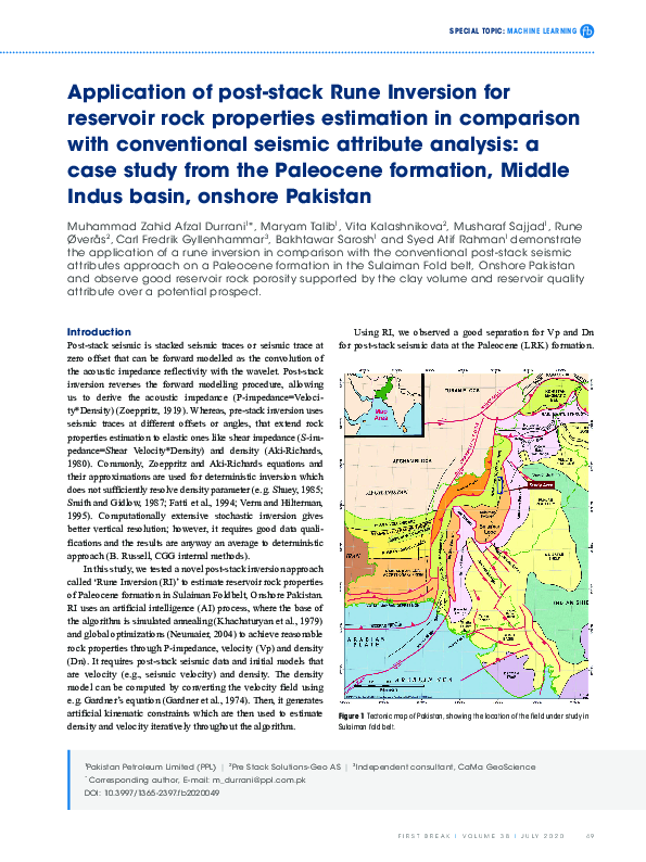 (PDF) Application of post-stack Rune Inversion for reservoir rock properties estimation in ...