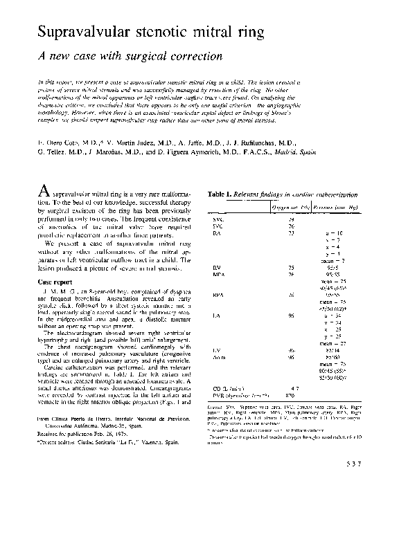 (PDF) Supravalvular stenotic mitral ring
