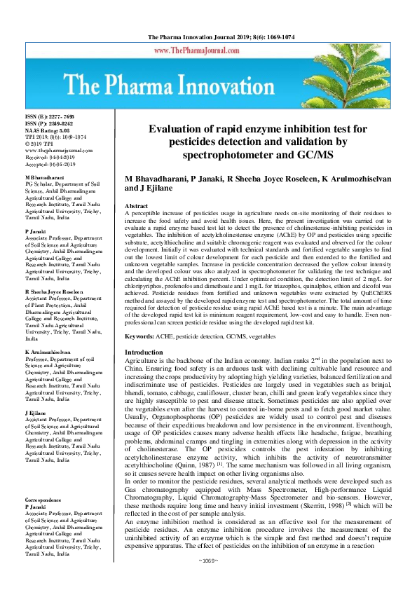 (PDF) Evaluation of rapid enzyme inhibition test for pesticides ...