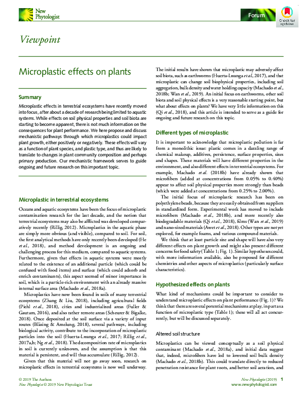 (PDF) Microplastic effects on plants