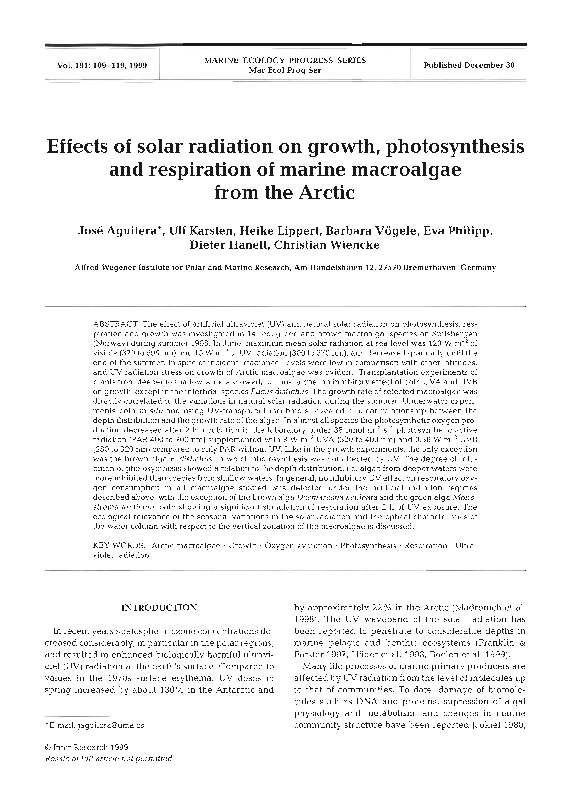 (PDF) Effects of solar radiation on growth, photosynthesis and ...