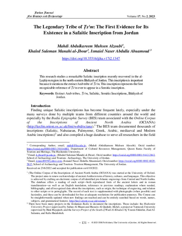 (PDF) The Legendary Tribe of Ṭs¹m: The First Evidence for Its Existence ...