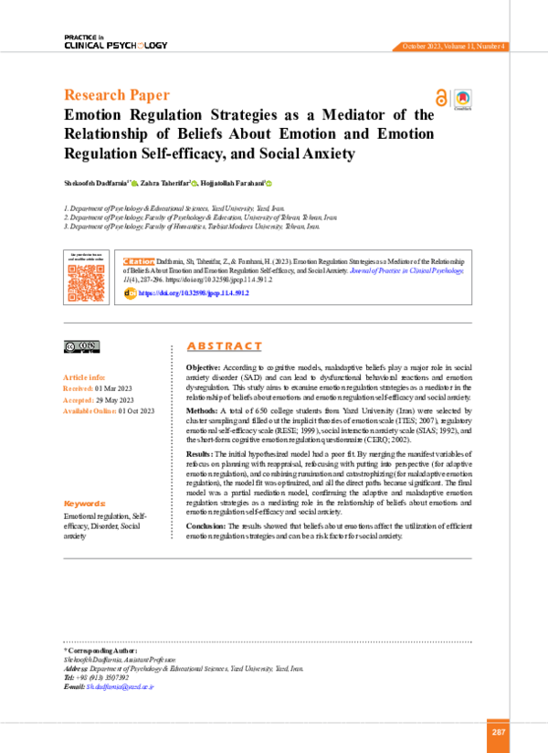 (PDF) Emotion Regulation Strategies as a Mediator of the Relationship ...