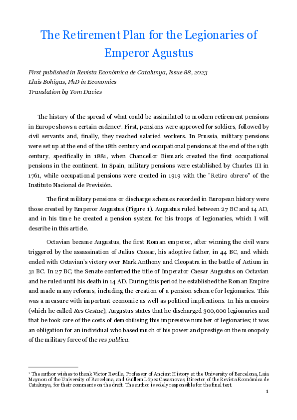 (PDF) The Augustus Retirement Plan for the Legionaries