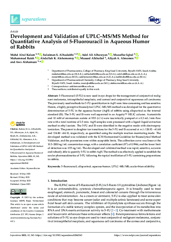 (PDF) Development and Validation of UPLC–MS/MS Method for Quantitative Analysis of 5 ...