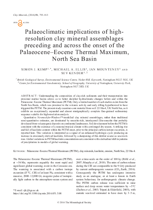 (PDF) Palaeoclimatic implications of high-resolution clay mineral ...