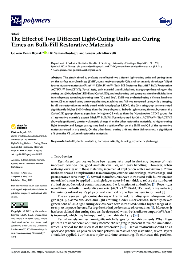 (PDF) The Effect of Two Different Light-Curing Units and Curing Times ...