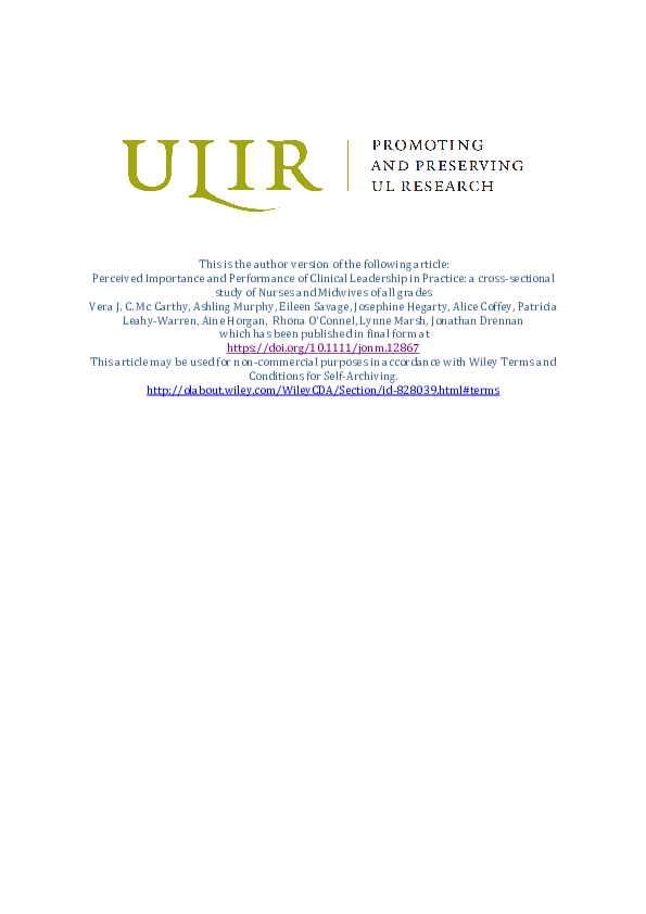 (PDF) Perceived importance and performance of clinical leadership in ...