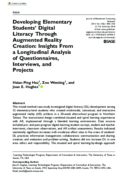(PDF) Developing Elementary Students’ Digital Literacy Through ...