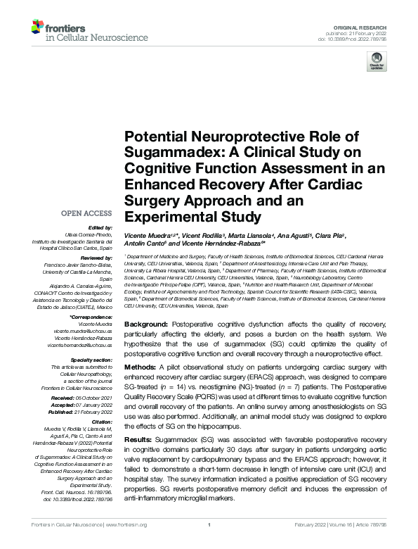 (PDF) Potential Neuroprotective Role of Sugammadex: A Clinical Study on Cognitive Function ...