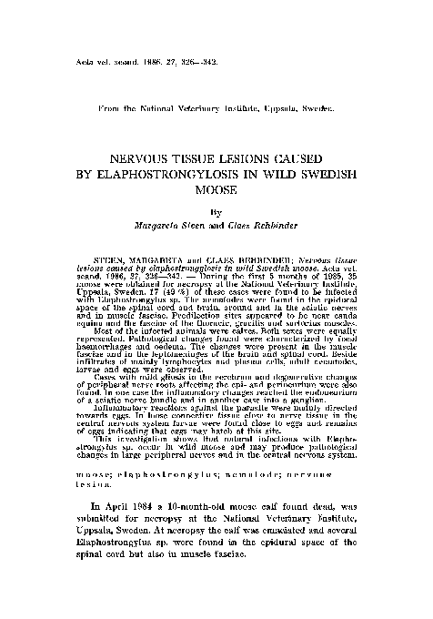 (PDF) Nervous Tissue Lesions Caused by Elaphostrongylosis in Wild ...