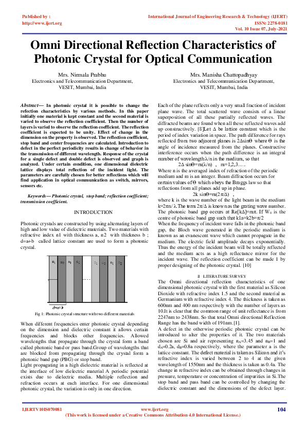 (PDF) Omni Directional Reflection Characteristics of Photonic Crystal ...
