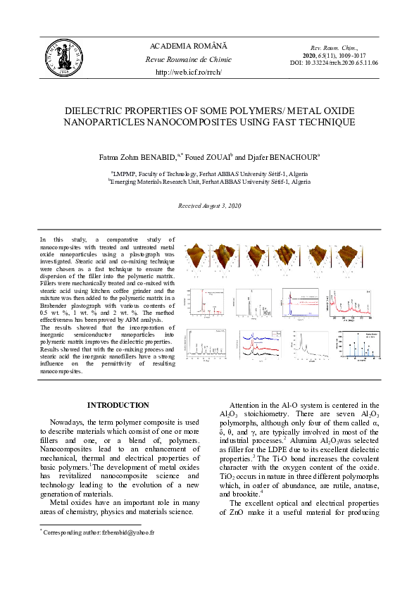 (PDF) Dielectric properties of some polymers/ metal oxide nanoparticles ...