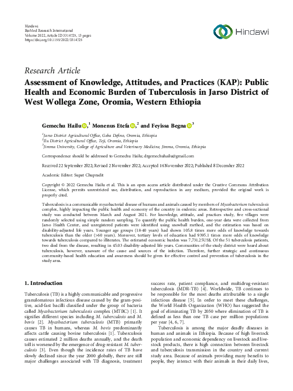 (PDF) Assessment of Knowledge, Attitudes, and Practices (KAP): Public Health and Economic Burden ...