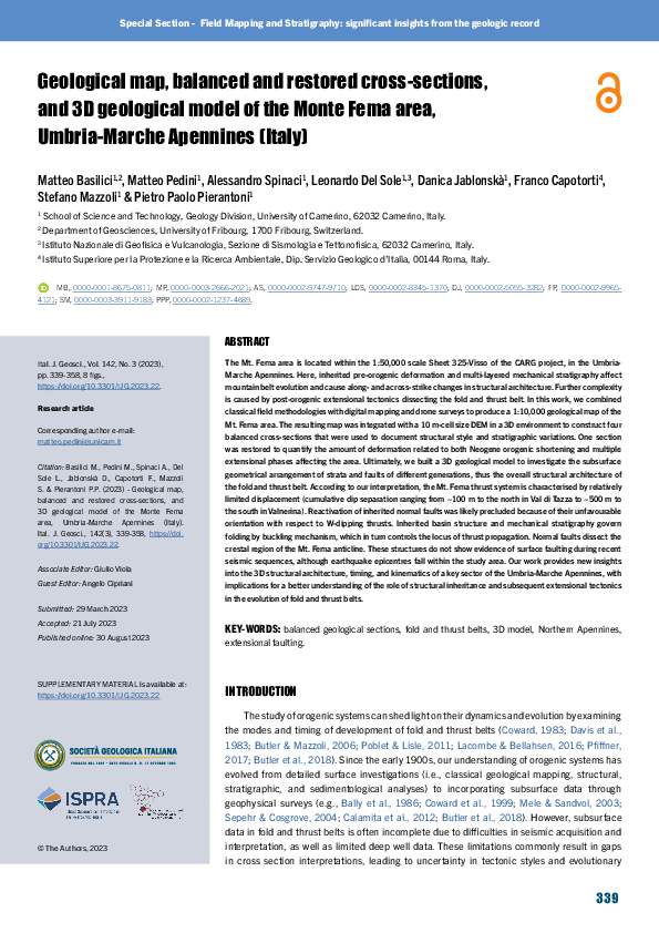 (PDF) Geological map, balanced and restored cross-sections, and 3D ...