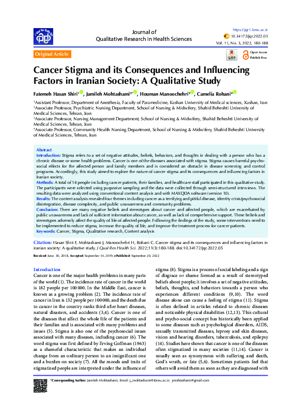 (PDF) Cancer Stigma and its Consequences and Influencing Factors in ...