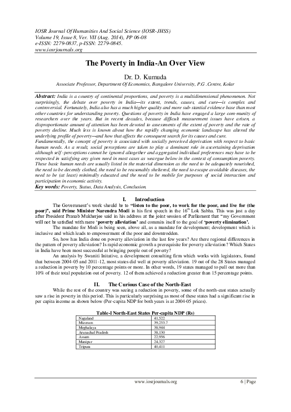 (PDF) The Poverty in India-An Over View