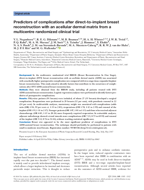 (PDF) Predictors of complications after direct-to-implant breast ...