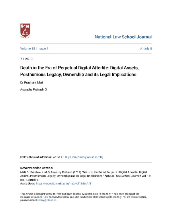 (PDF) Death in the Era of Perpetual Digital Afterlife: Digital Assets ...