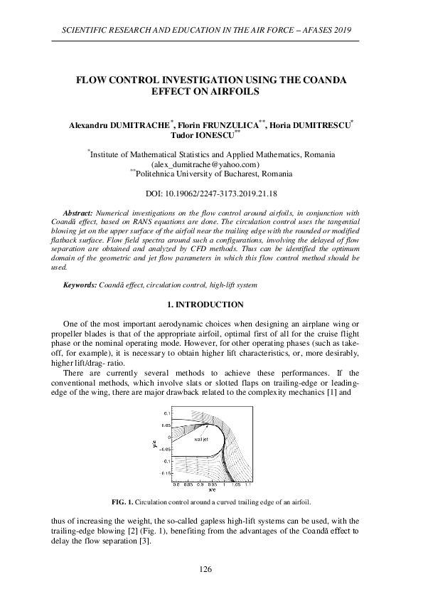 (PDF) Flow Control Investigation Using the Coanda Effect on Airfoils