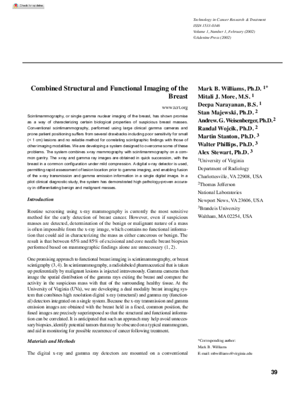 (PDF) Combined Structural and Functional Imaging of the Breast