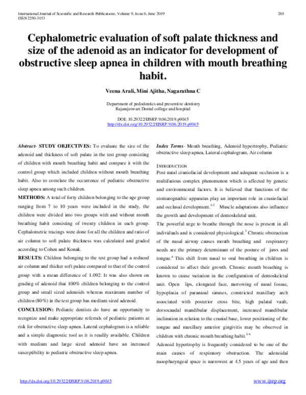 (PDF) Cephalometric evaluation of soft palate thickness and size of the ...