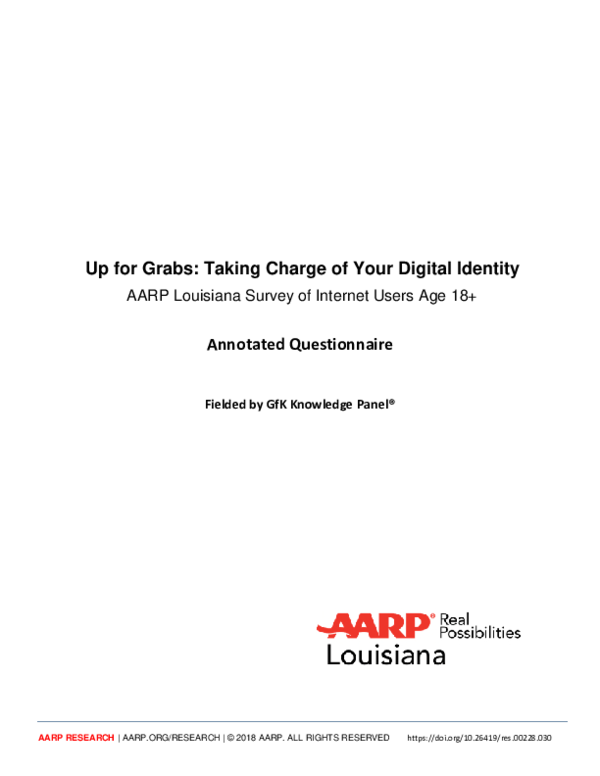 (PDF) Up for Grabs: Taking Charge of Your Digital Identity: AARP ...