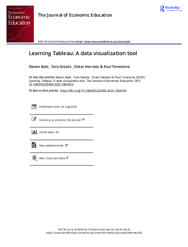 (PDF) Learning Tableau: A Data Visualization Tool