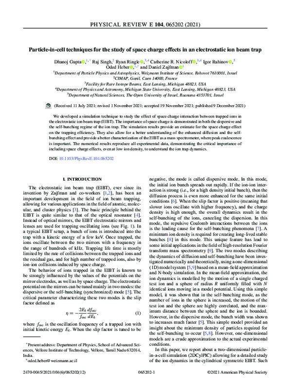 (PDF) Particle-in-cell techniques for the study of space charge effects in an electrostatic ion ...