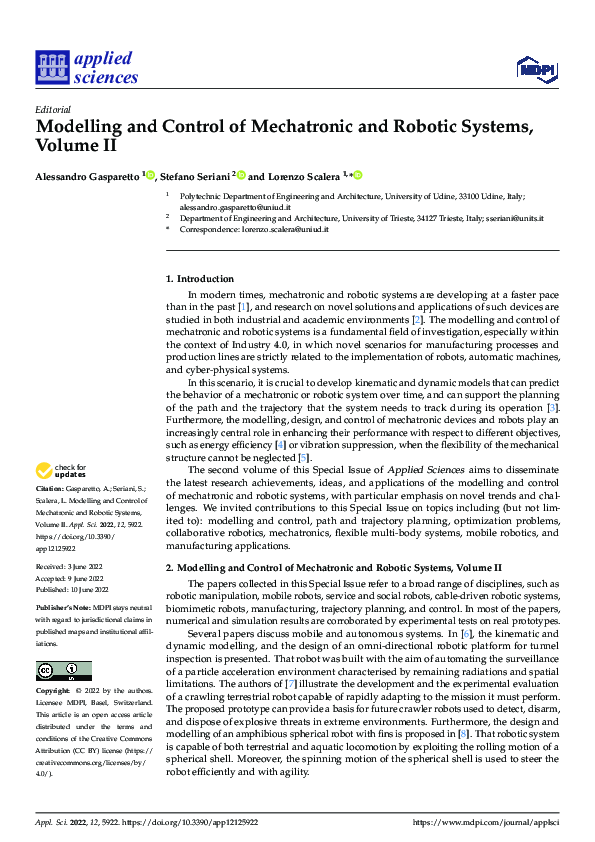 (PDF) Modelling and Control of Mechatronic and Robotic Systems, Volume II