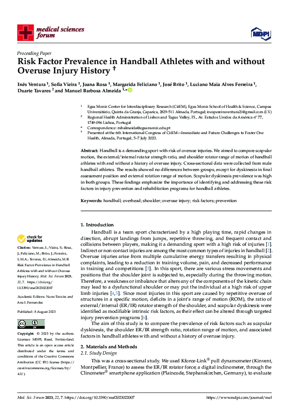 (PDF) Risk Factor Prevalence in Handball Athletes with and without ...
