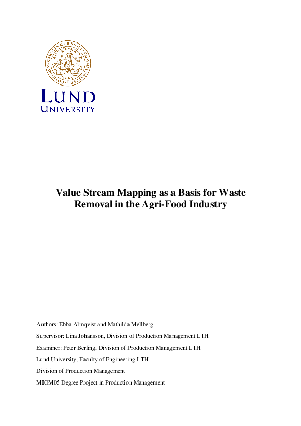 (PDF) Value Stream Mapping as a Basis for Waste Removal in the Agri ...