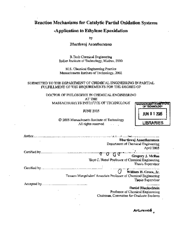 (PDF) Reaction mechanisms for catalytic partial oxidation systems: application to ethylene ...